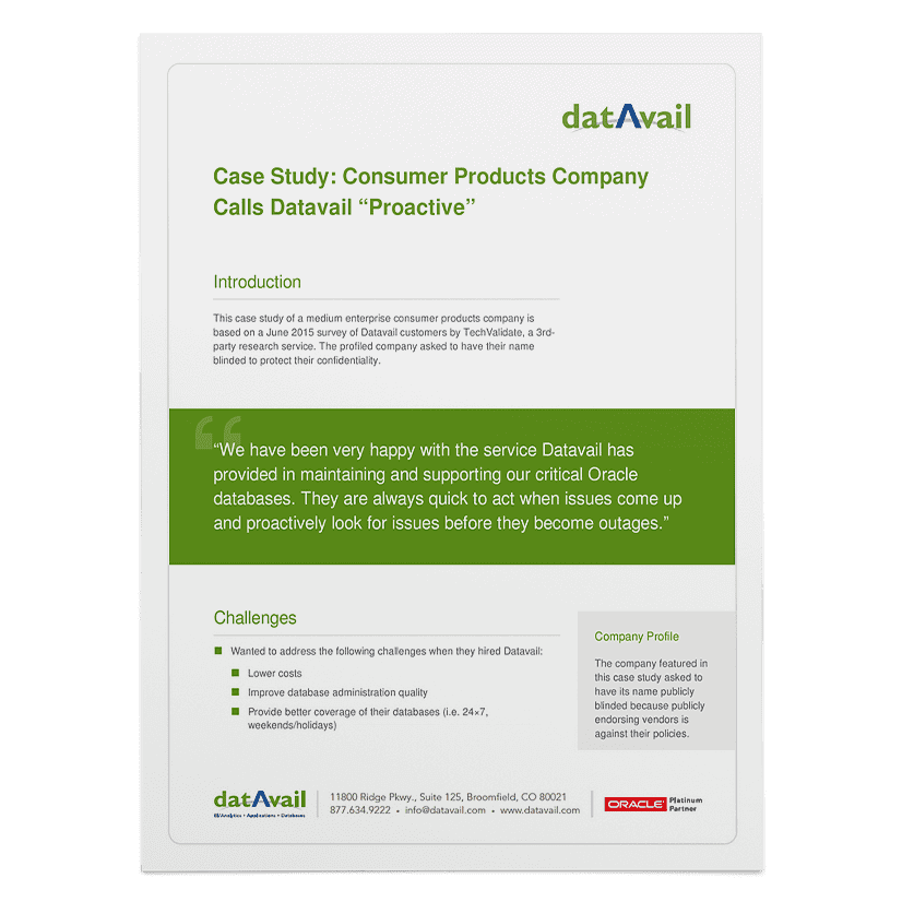 Consumer Products Company Calls Datavail "Proactive" | Datavail
