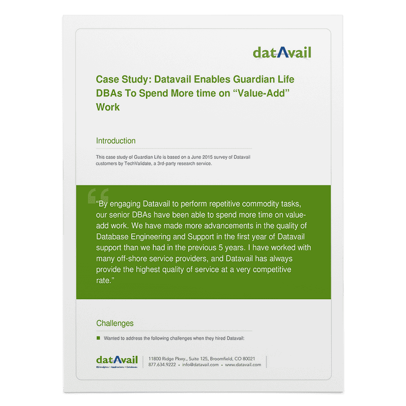 Datavail Enables Guardian Life DBAs To Spend More time on "Value-Add ...