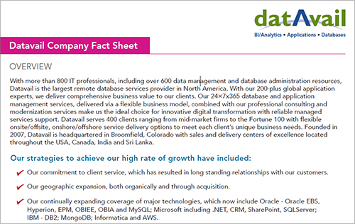 Datavail Company Fact Sheet | Datavail