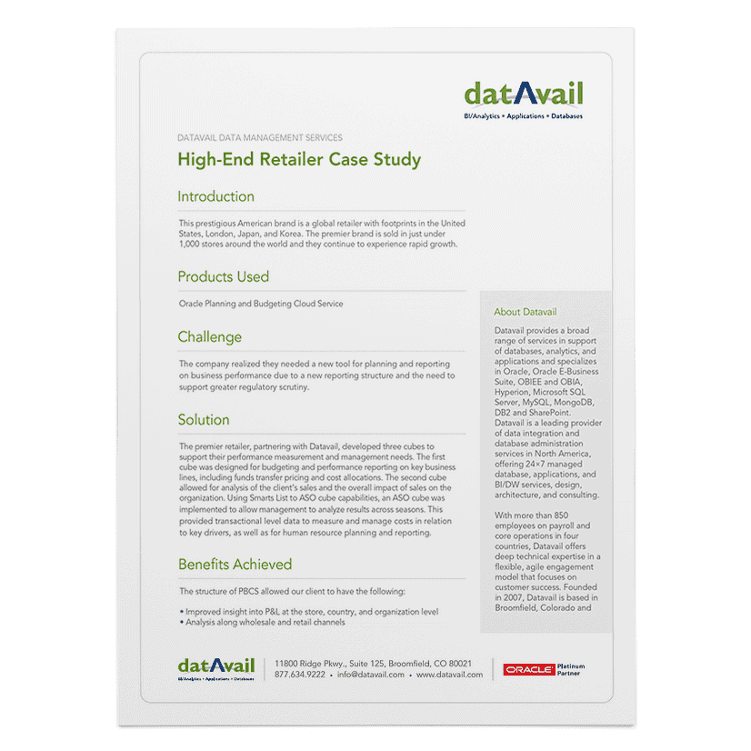 High-End Retailer Case Study | Datavail