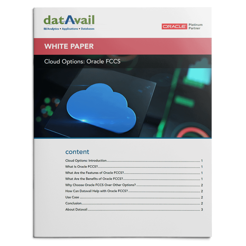 Cloud Options Oracle Fccs Datavail