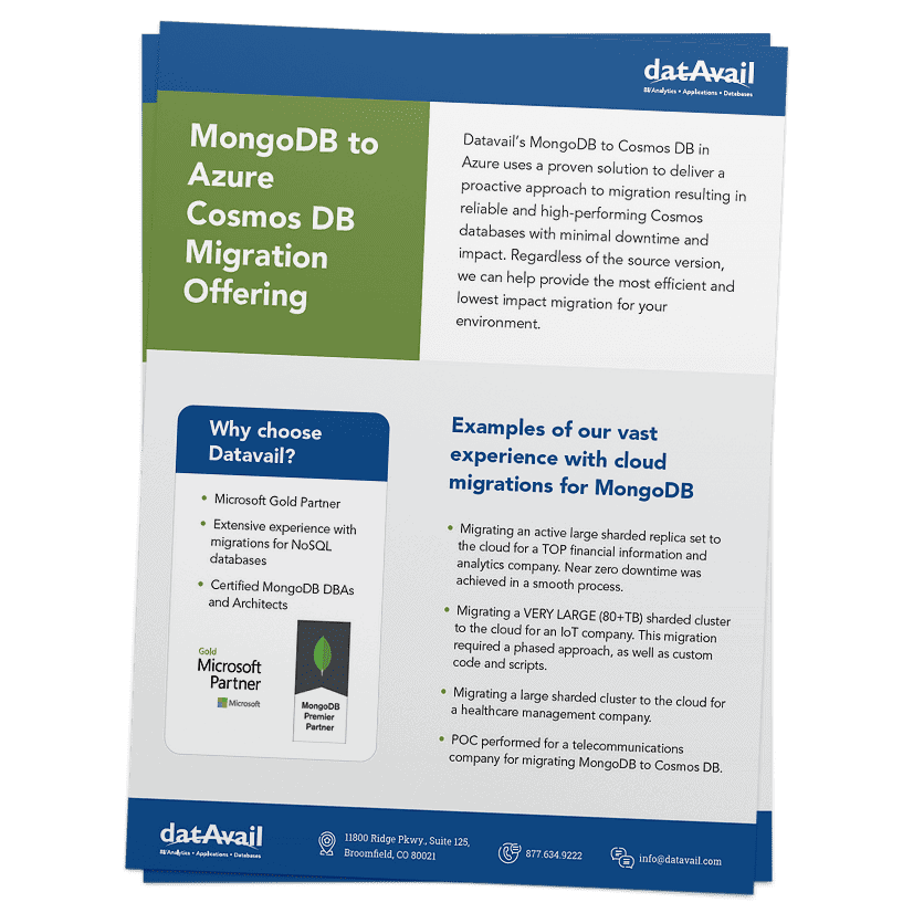 Mongodb To Azure Cosmos Db Migration Support Datavail