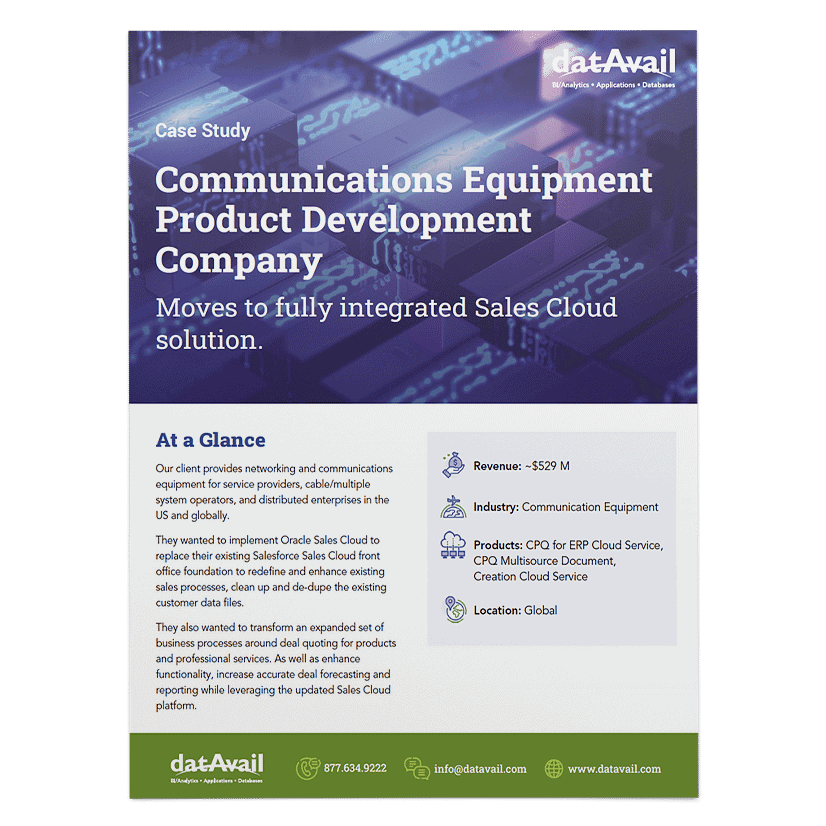Communications Equipment Product Development Company Sales Cloud ...
